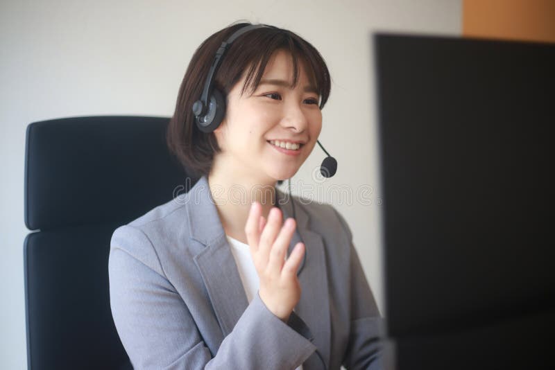 Female Employee Making a Video Call Stock Image - Image of skin, office ...