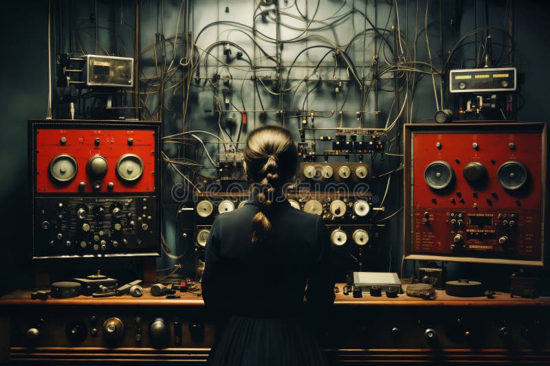 A Female Employee Operates an Industrial Measurement, Computing and ...