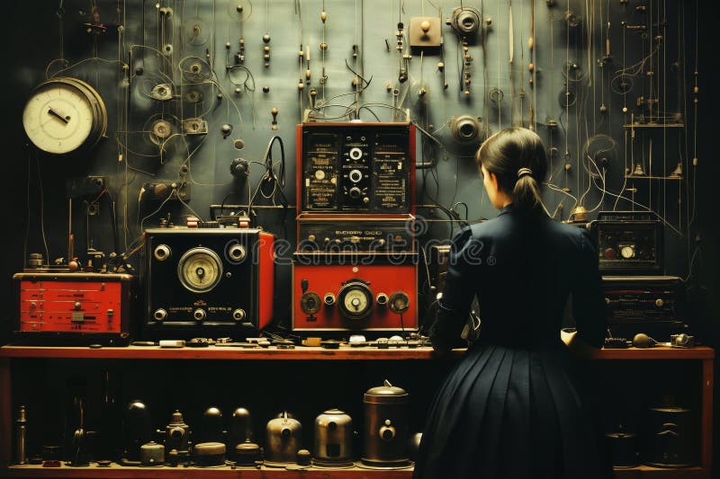 A Female Employee Operates an Industrial Measurement, Computing and ...