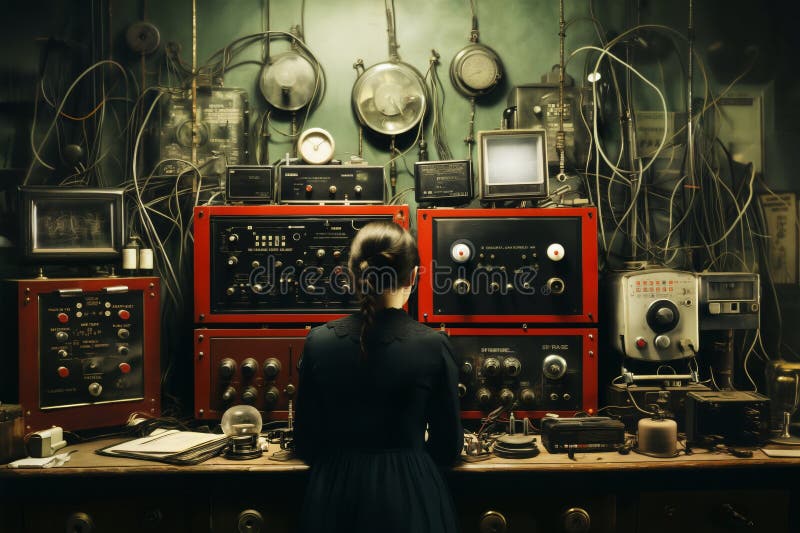 A Female Employee Operates an Industrial Measurement, Computing and ...