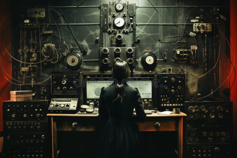 A Female Employee Operates an Industrial Measurement, Computing and ...