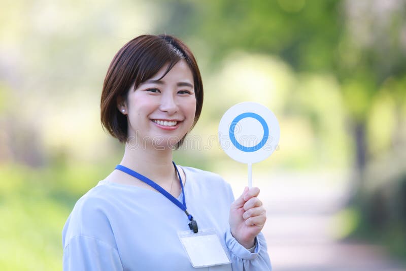 Female Employee with a Round Bill Stock Image - Image of energetic ...