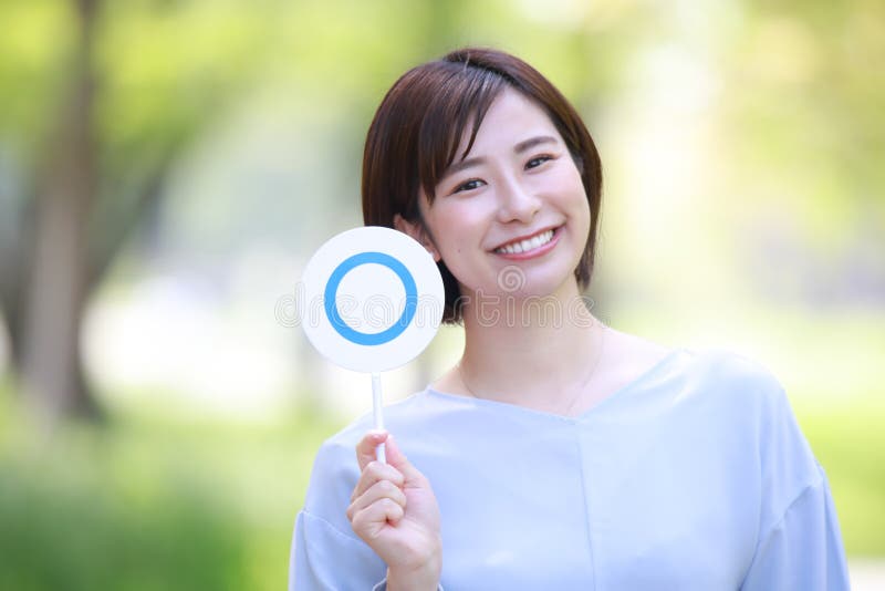 Female Employee with a Round Bill Stock Image - Image of office, japan ...