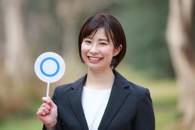 Female Employee with a Round Bill Stock Photo - Image of space ...
