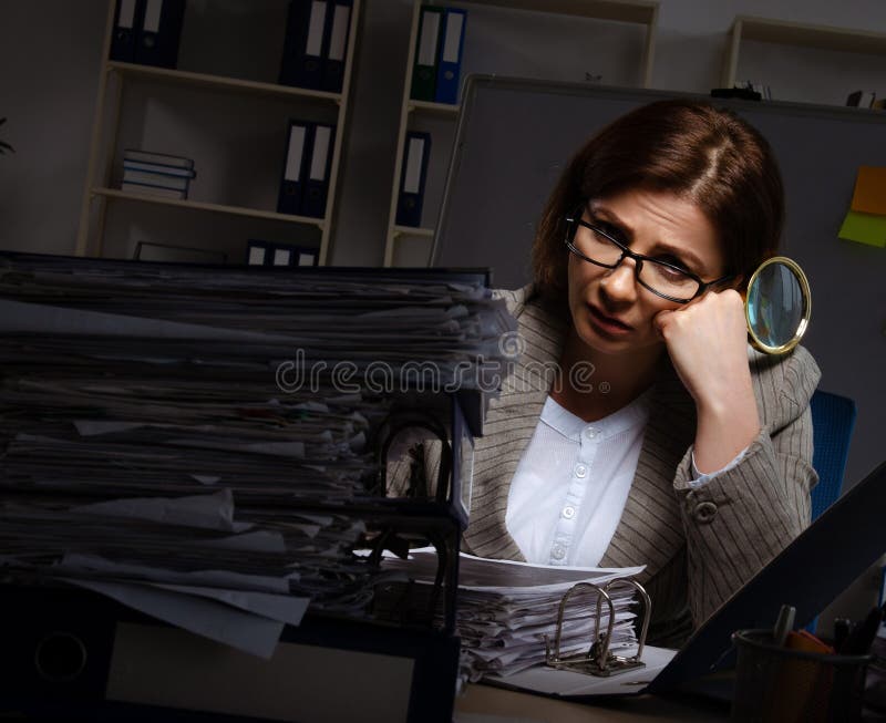 Female Employee Suffering from Excessive Work Stock Image - Image of ...