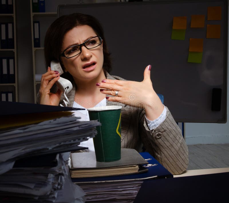 Female Employee Suffering from Excessive Work Stock Image - Image of ...