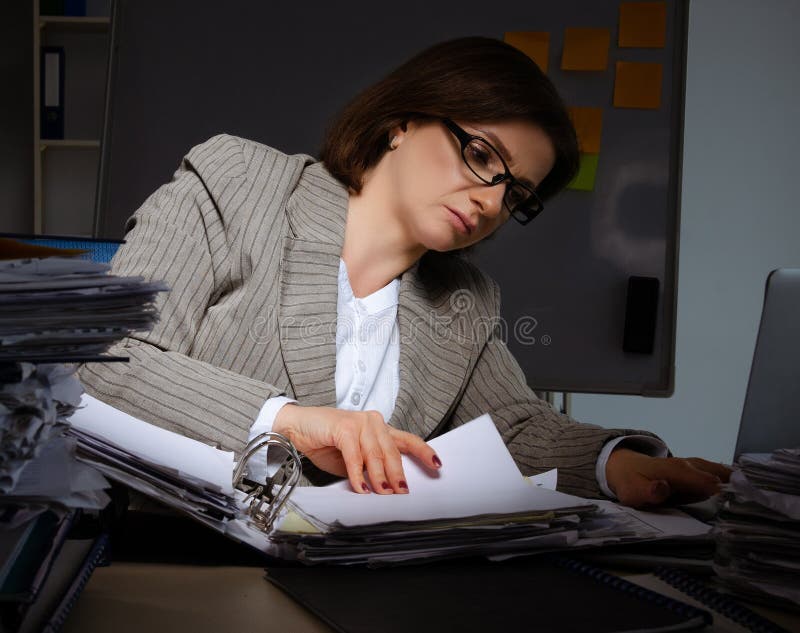 Female Employee Suffering from Excessive Work Stock Photo - Image of ...