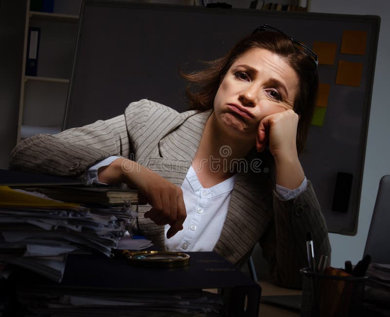 Female Employee Suffering from Excessive Work Stock Photo - Image of ...