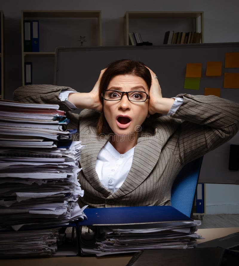 Female Employee Suffering from Excessive Work Stock Image - Image of ...