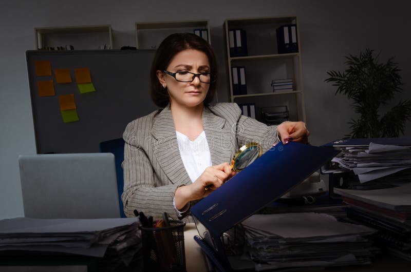 The Female Employee Suffering from Excessive Work Stock Photo - Image ...