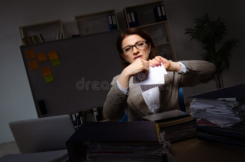 Female Employee Suffering from Excessive Work Stock Image - Image of ...