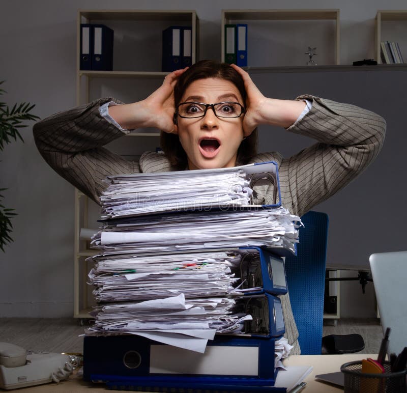 Female Employee Suffering from Excessive Work Stock Image - Image of ...