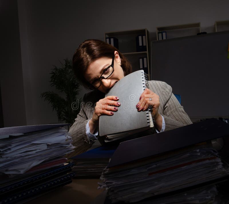 Female Employee Suffering from Excessive Work Stock Image - Image of ...
