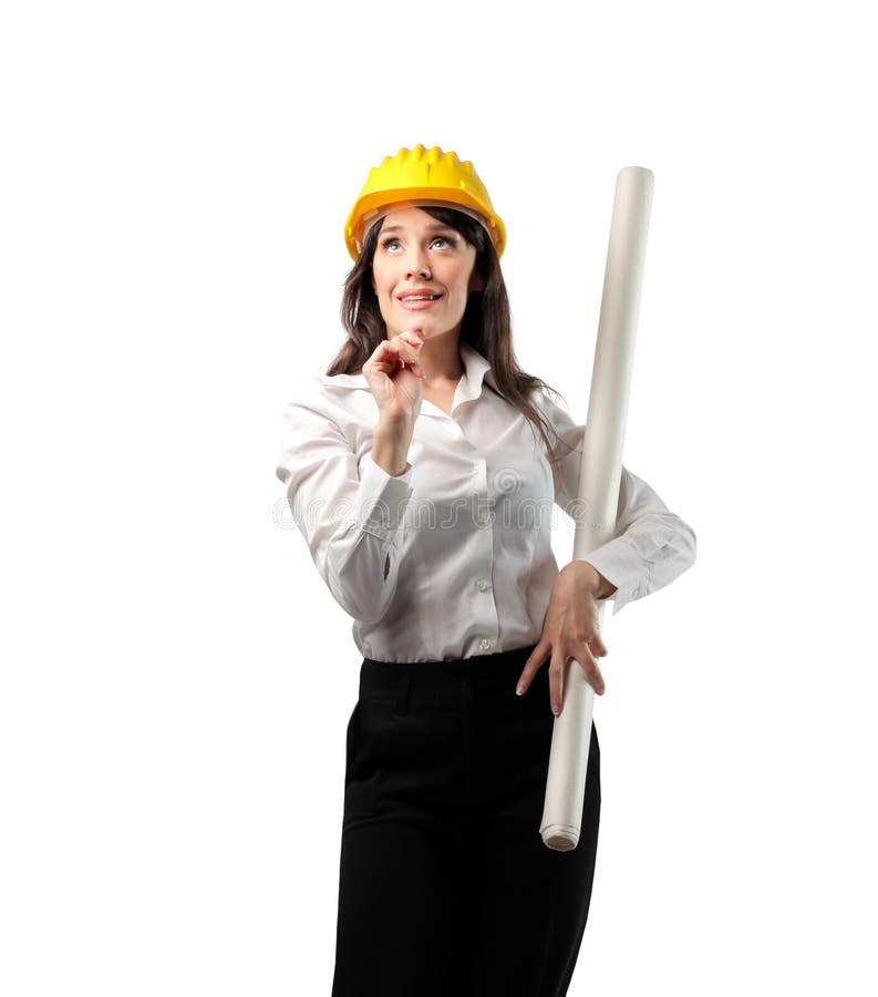 Female engineer stock photo. Image of helmet, house, build - 14849652