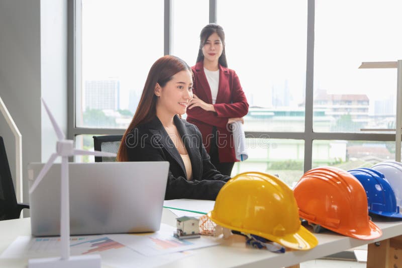 Female Engineer and Architecture Working Meeting and Brainstorming ...