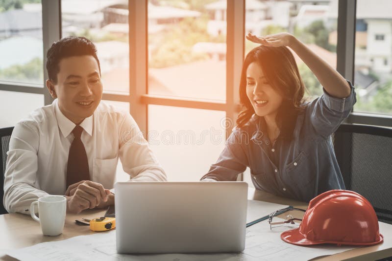 Female Contractor Showing Her Boss the Real Estate Building P Stock ...
