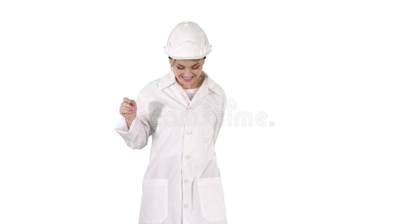 Engineer Dancing with a Blueprint Being in a Good Mood on White ...