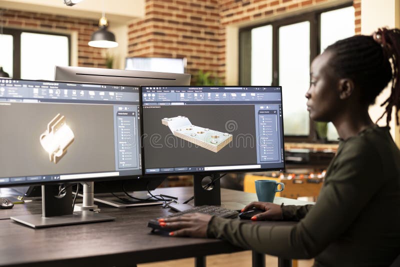 Female Engineer Designing Machine Gears Stock Image - Image of ...