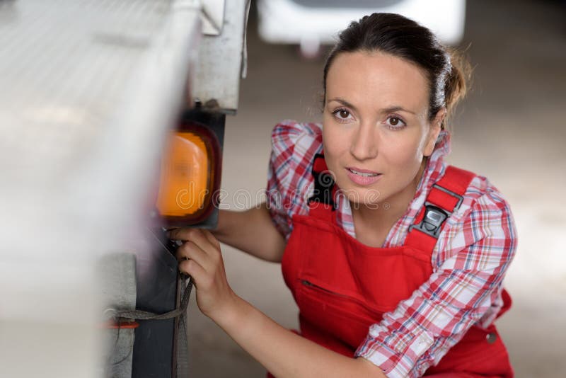 Female Engineer Standing Next To Truck Stock Image - Image of ...