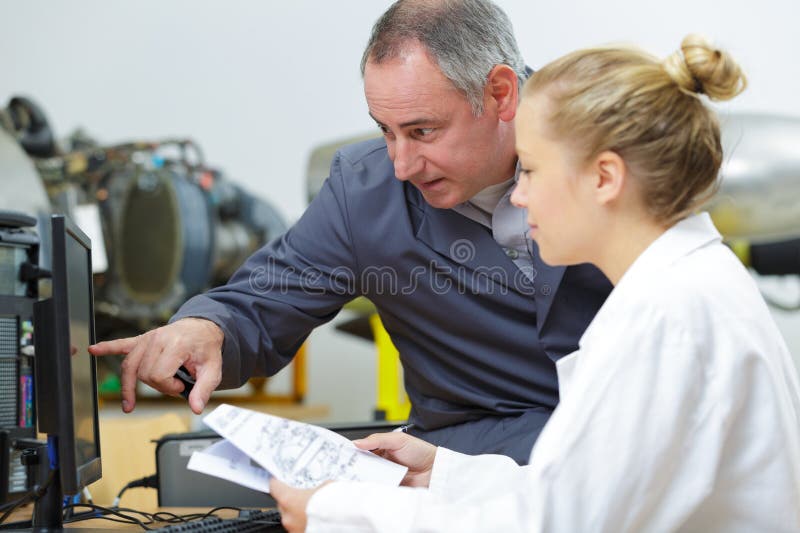 Female Engineer Studying Program Stock Photo - Image of measure ...