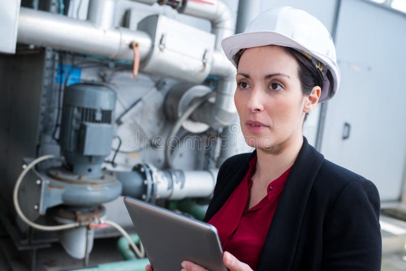 Female Engineer Wearing Hard Hat Stock Photo - Image of work ...