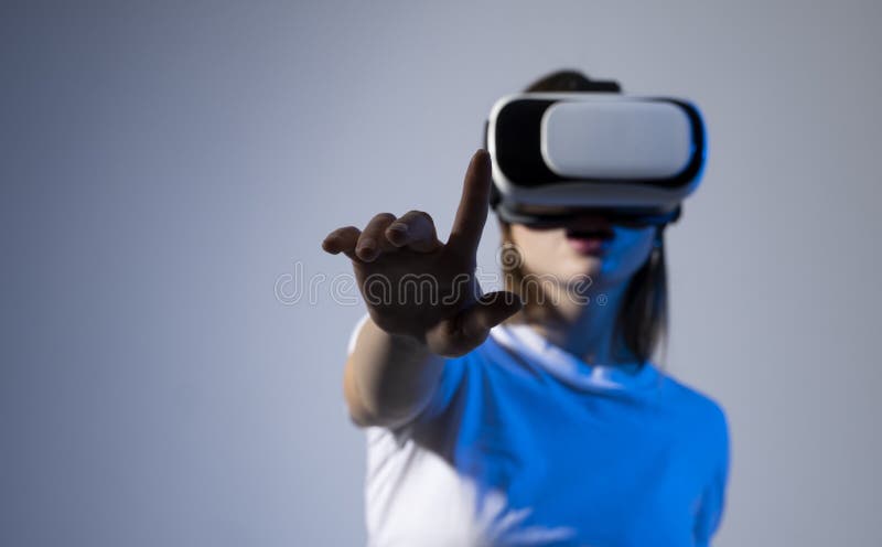 Female Engineer Wearing Virtual Reality Headset Designing a New ...
