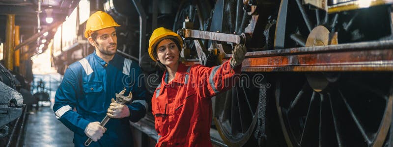 Female Engineer and Worker Checking Equipment in Factory for Repair ...