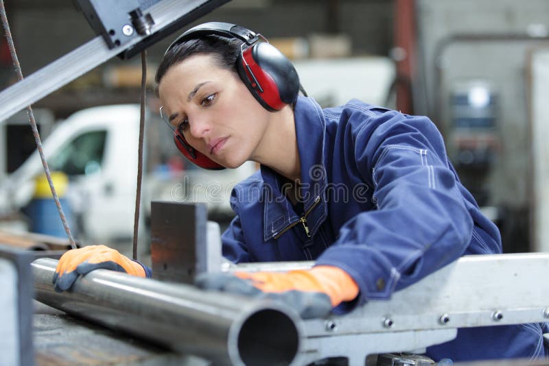 Female Engineer Working on Factory Stock Image - Image of working ...