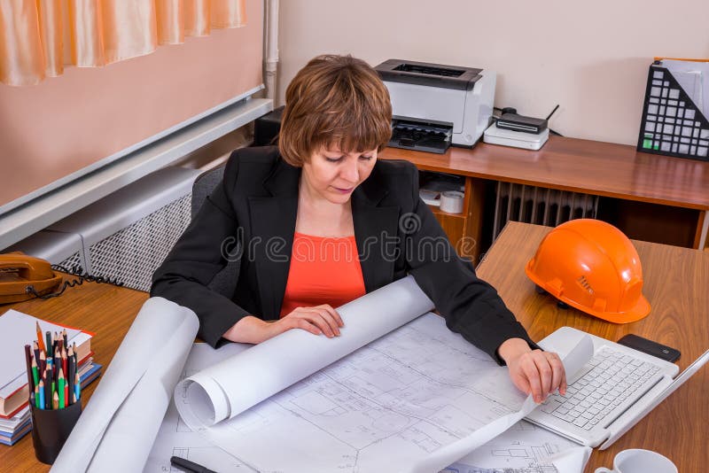 Female Engineer Working with a Project Stock Image - Image of manager ...
