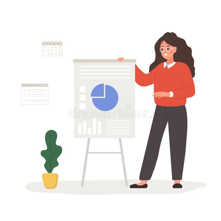 Female Entrepreneur. Successful Woman Presenting Research Report and ...