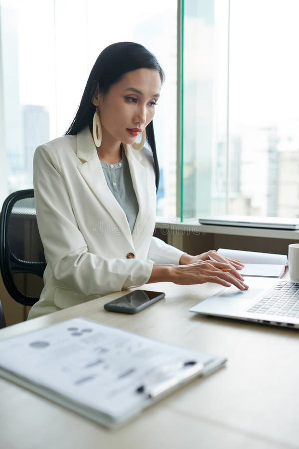 Female Entrepreneur Working with Documents Stock Photo - Image of ...