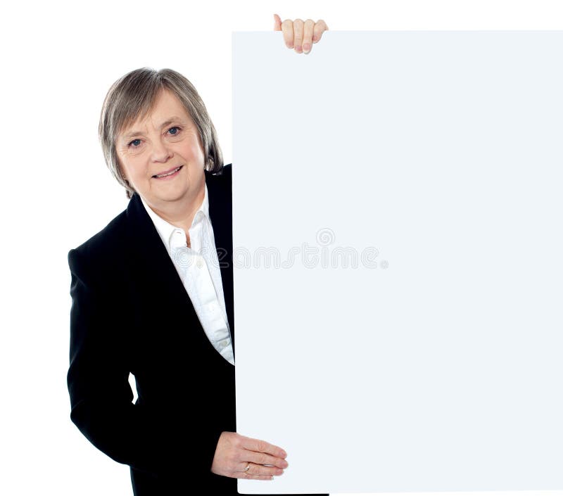 Female Executive Holding Blank Whiteboard Stock Photo - Image of ...