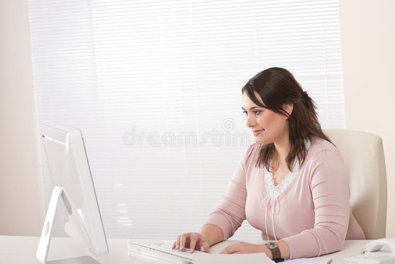 Female Executive Working with Computer at Office Stock Image - Image of ...