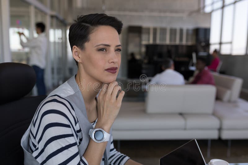 Female Executive Working in Office Stock Photo - Image of computer ...