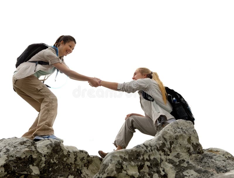 Female Explorers Lend a Helping Hand Stock Image - Image of achievement ...