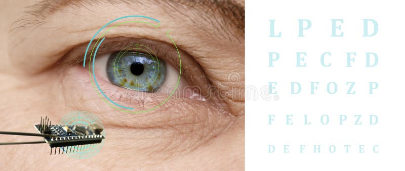 Female Eye Close-up, Chart Test Table with Letters for Eye Examination ...