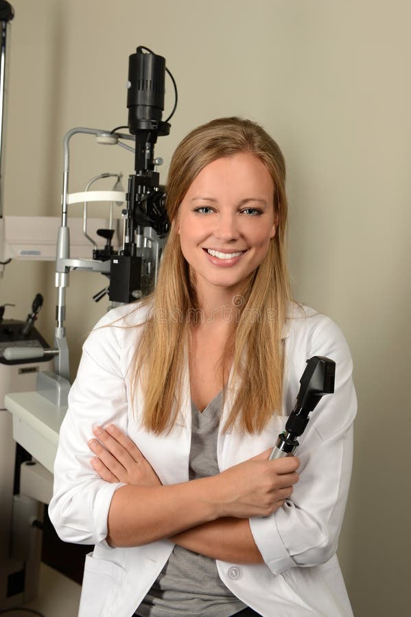 Female Optician Smiling stock image. Image of young, optometrist - 26634563