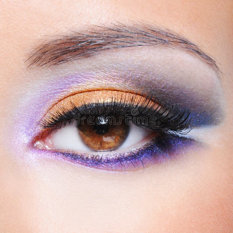 Female Eye with Fashion Saturated Make-up Stock Image - Image of ...