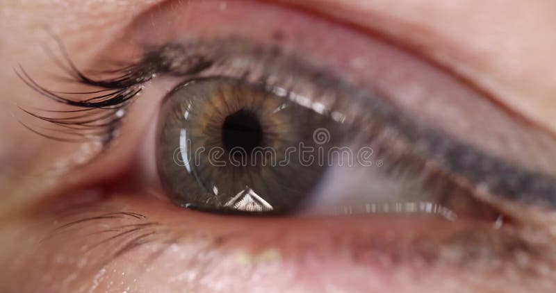 Solitary Teardrop Rolls Down Woman Eye Catching Triangular Light Stock ...