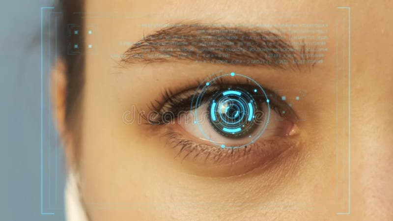 A Female Eye with a Futuristic Vision System. Reading Data, Hud User ...