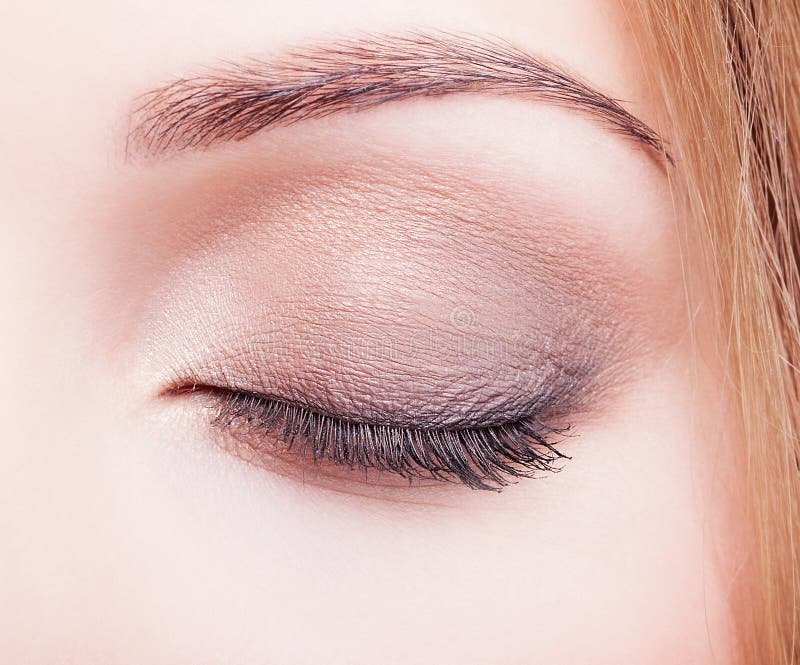 Female Eye Zone and Brows with Day Makeup Stock Photo - Image of ...