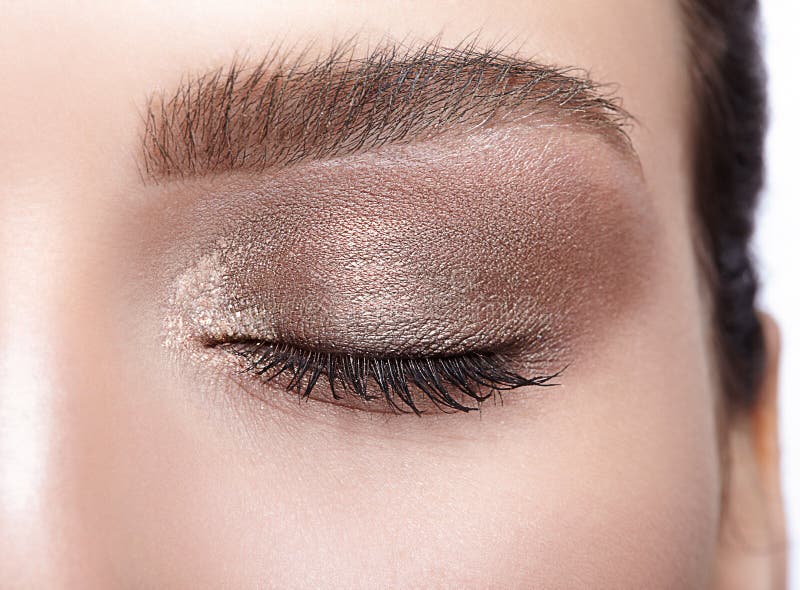 Female Eye Zone and Brows with Day Makeup Stock Photo - Image of ...