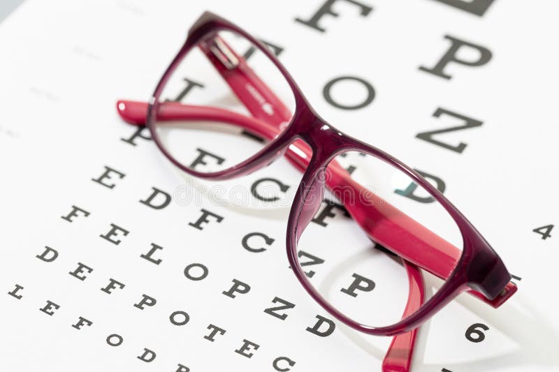Female Eyeglasses on Vision Test Chart Stock Image - Image of ...
