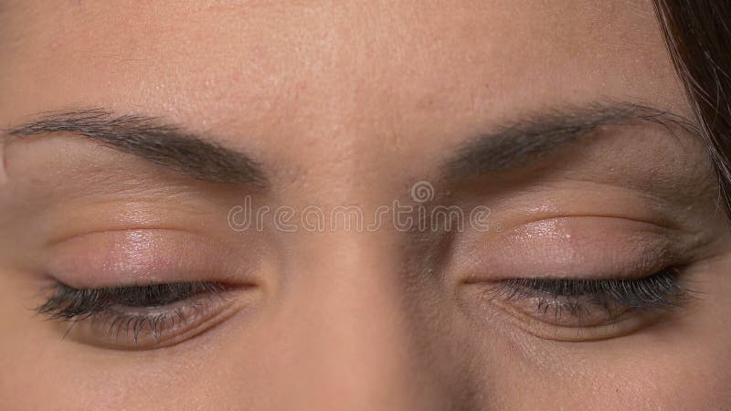 Female Eyes with Contact Lenses Opening Stock Footage - Video of ...