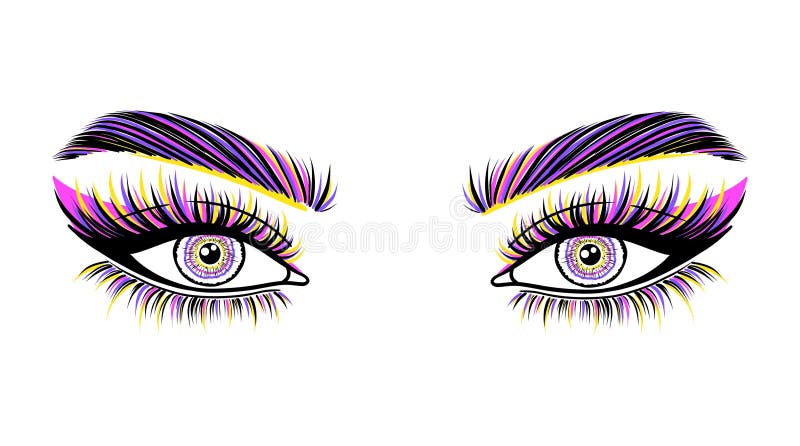 Female Eyes with Long Lashes Stock Vector - Illustration of eyelashes ...