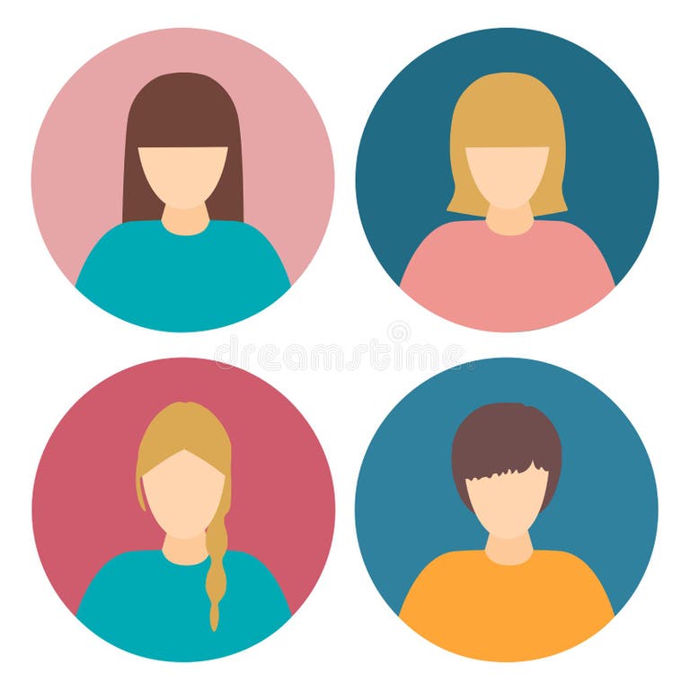 Female Face Avatars. Vector Object, Simple Flat Design Stock Vector ...
