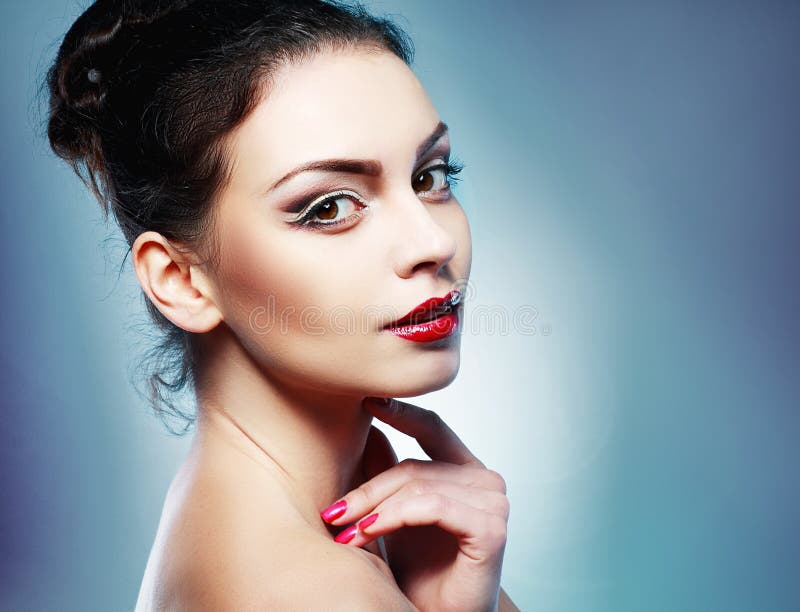 Female Face with Colorful Make-up Stock Image - Image of expression ...