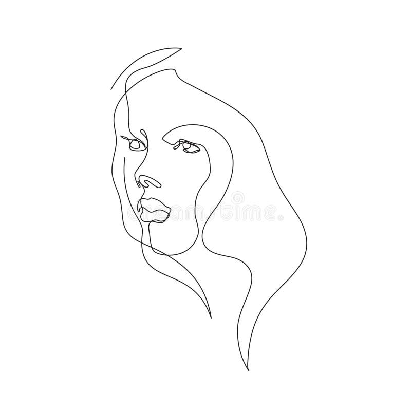 Female Face Drawn In One Line Continuous Line Stock Vector