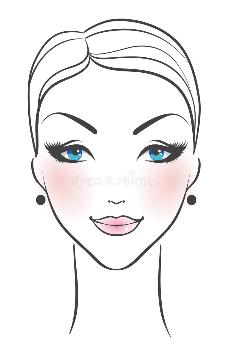 Female Face Front Line Drawing Stock Illustrations – 945 Female Face ...