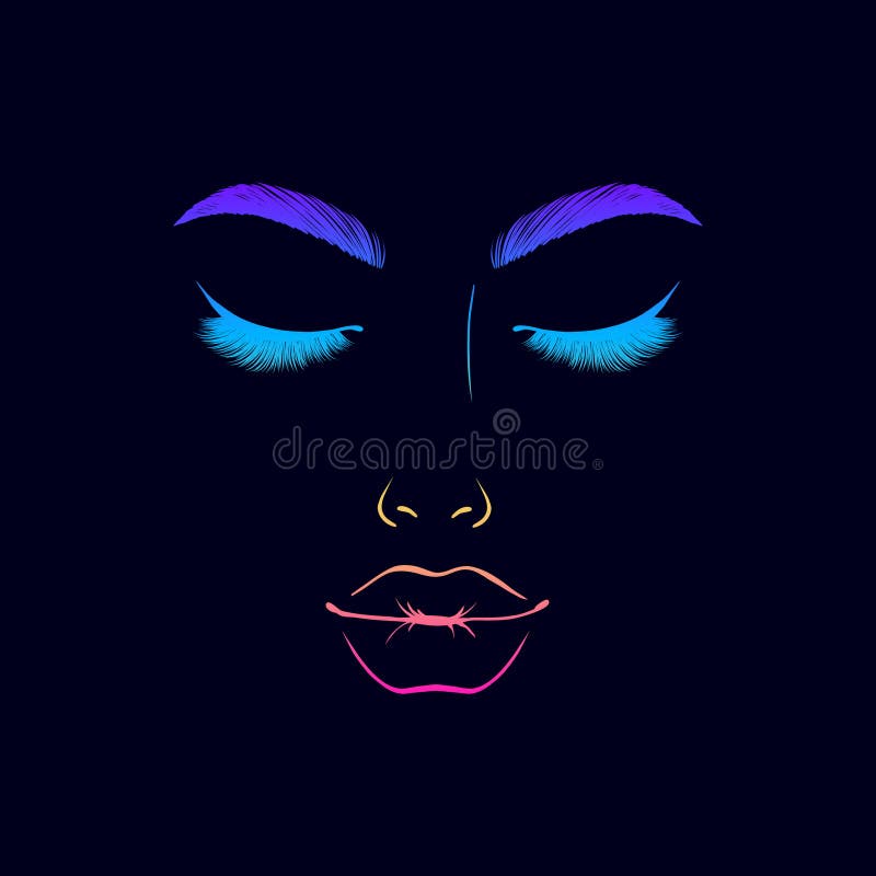 Female Face with Gradient Colors Stock Illustration - Illustration of ...